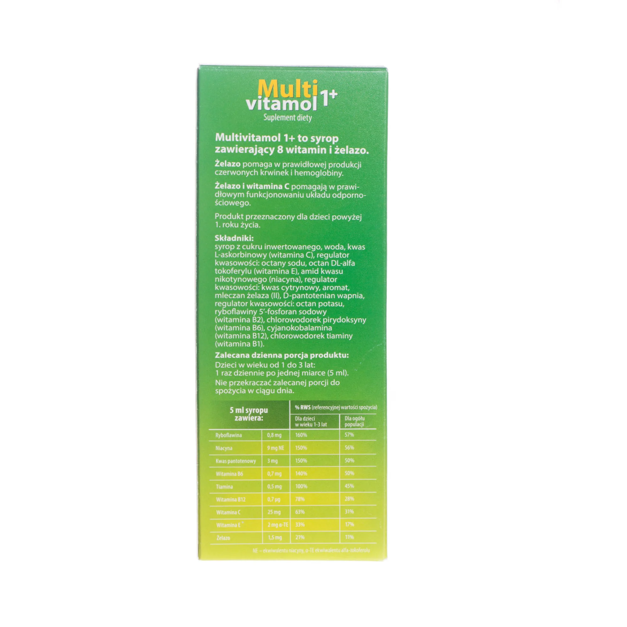 Multivitamol 1+ Syrop witaminowy z żelazem, suplement diety, smak ...