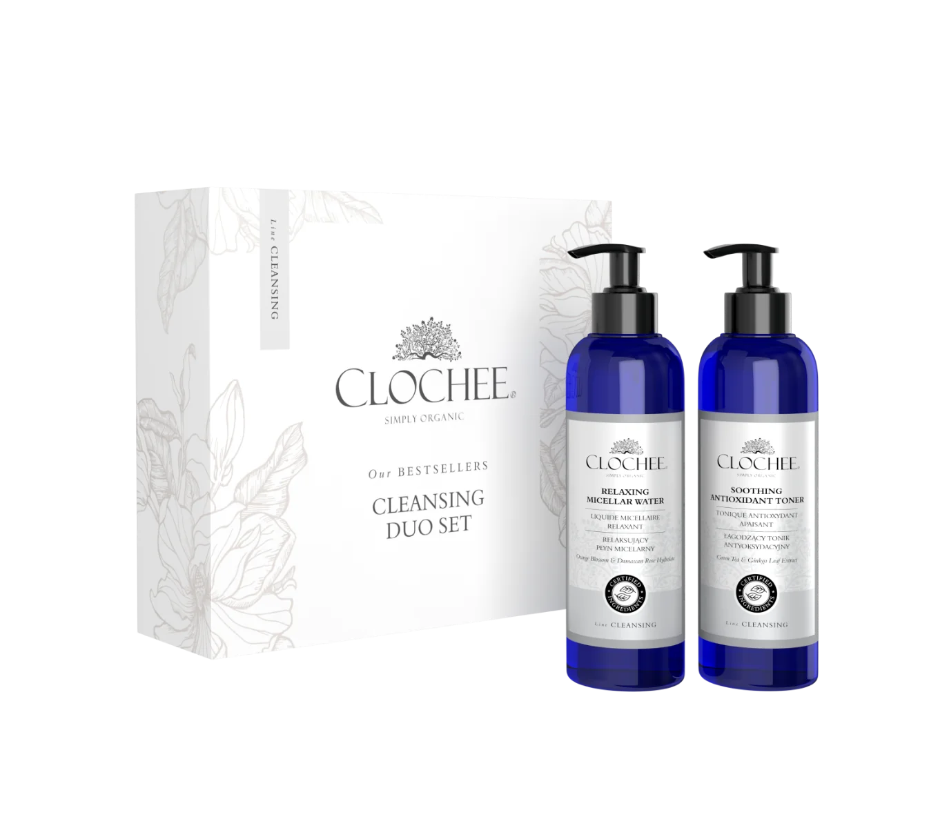 Zestaw Clochee płyn miceralny i tonik do twarzy, 250 ml + 250 ml | drmax.pl