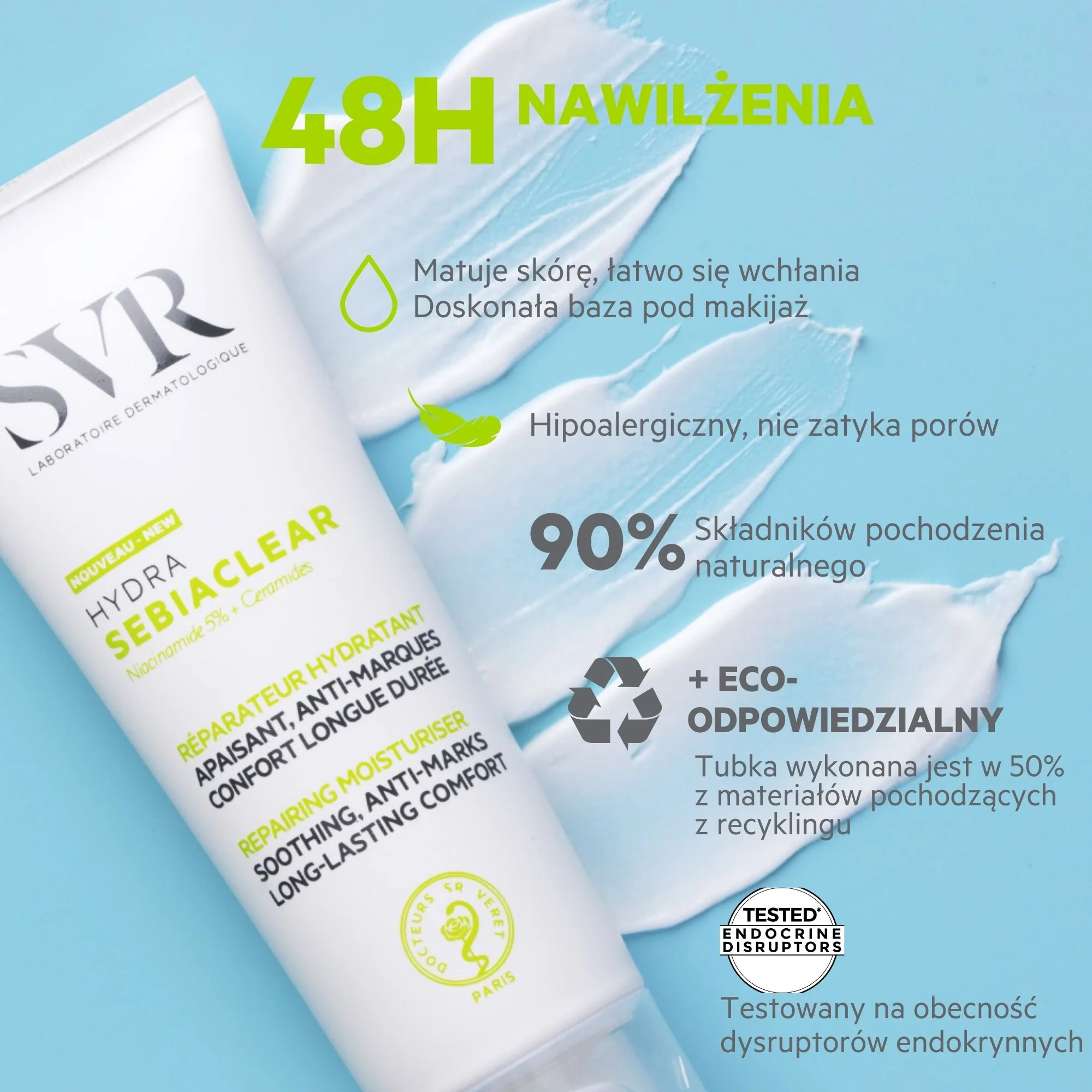 SVR SEBIACLEAR Hydra krem do twarzy nawilżająco-regenerujący, 40 ml ...