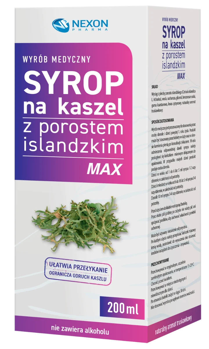 Nexon Pharma MAX syrop na kaszel z porostem islandzkim, 200 ml | drmax.pl