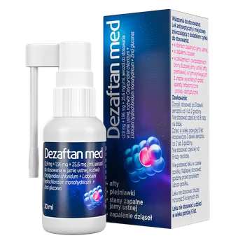 Dezaftan med, 2,9 mg + 1,96 mg + 25,6 mg, aerozol do stosowania w jamie ...
